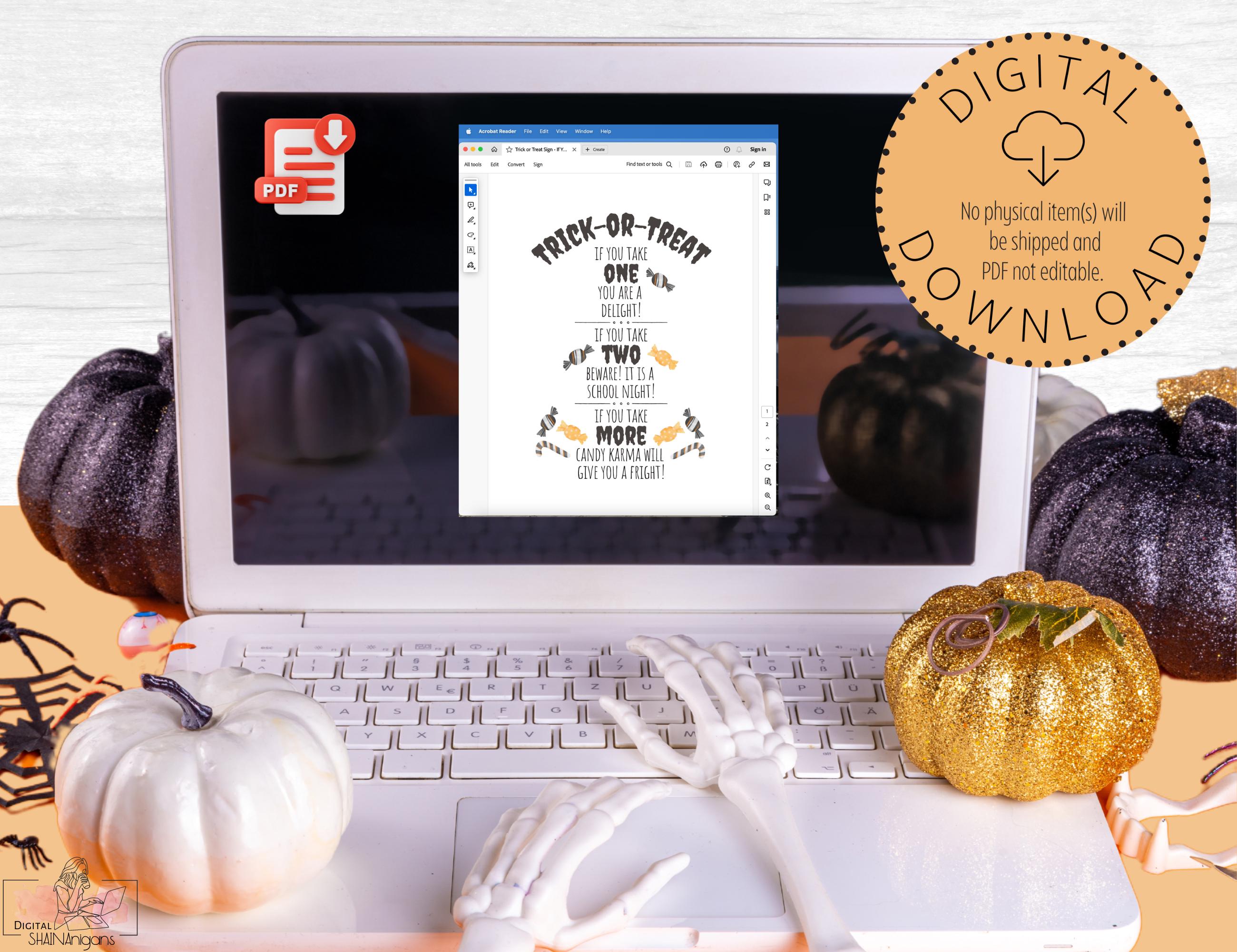 Halloween Printable Trick or Treat Candy Sign, Take One, Take Two, Take ...