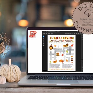 Thanksgiving Crossword Puzzle Game Printable for Kids and Adults ...