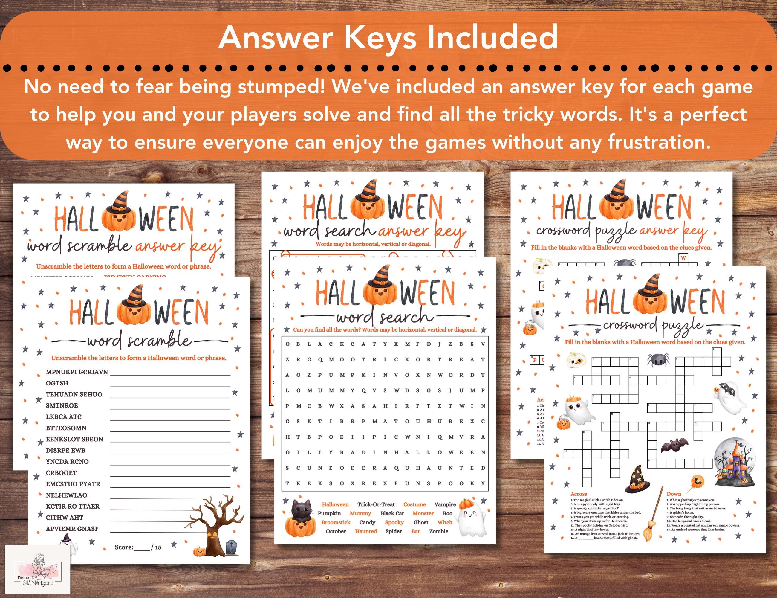 Halloween 3 Game Bundle, Printable Halloween Games, Halloween Word ...