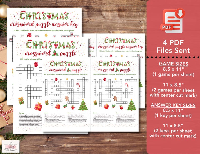 Christmas Crossword Puzzle Game Printable for Kids and Adults ...