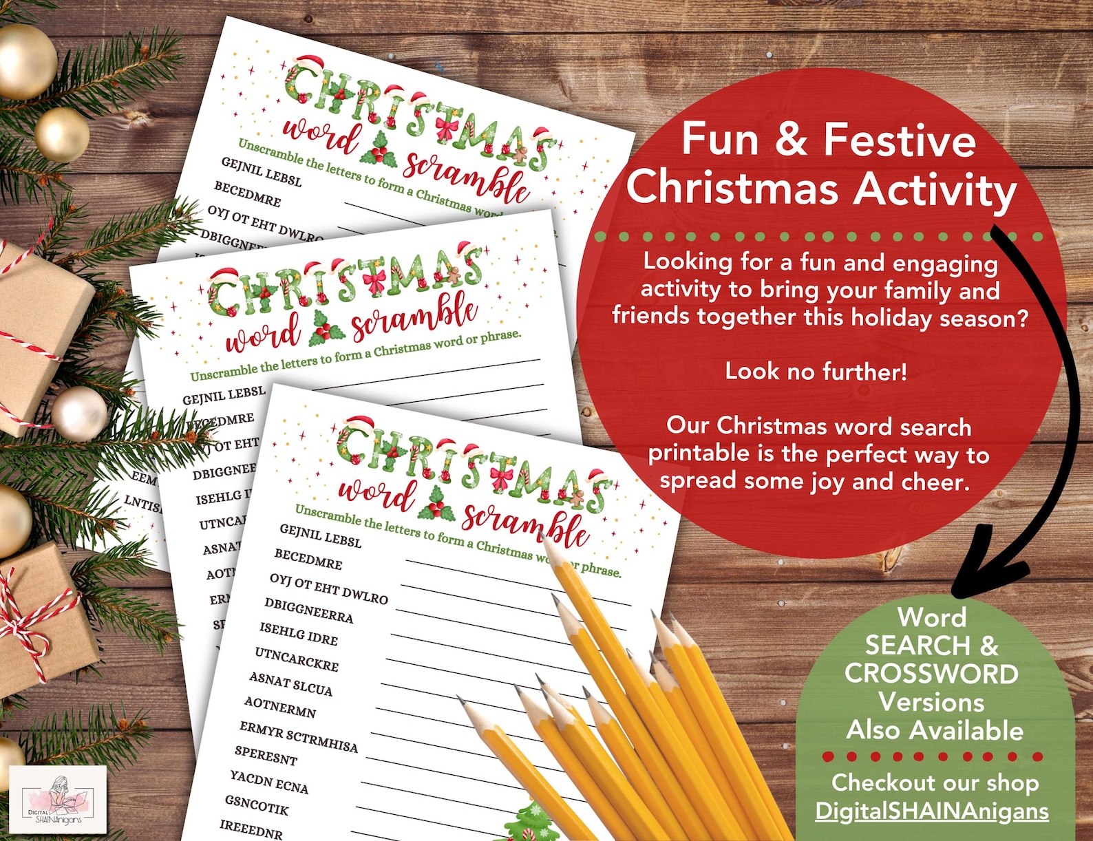 Christmas Word Scramble Game Printable, Christmas Party Game, Word ...