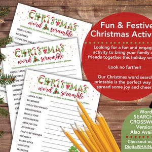 Christmas Word Scramble Game Printable, Christmas Party Game, Word ...