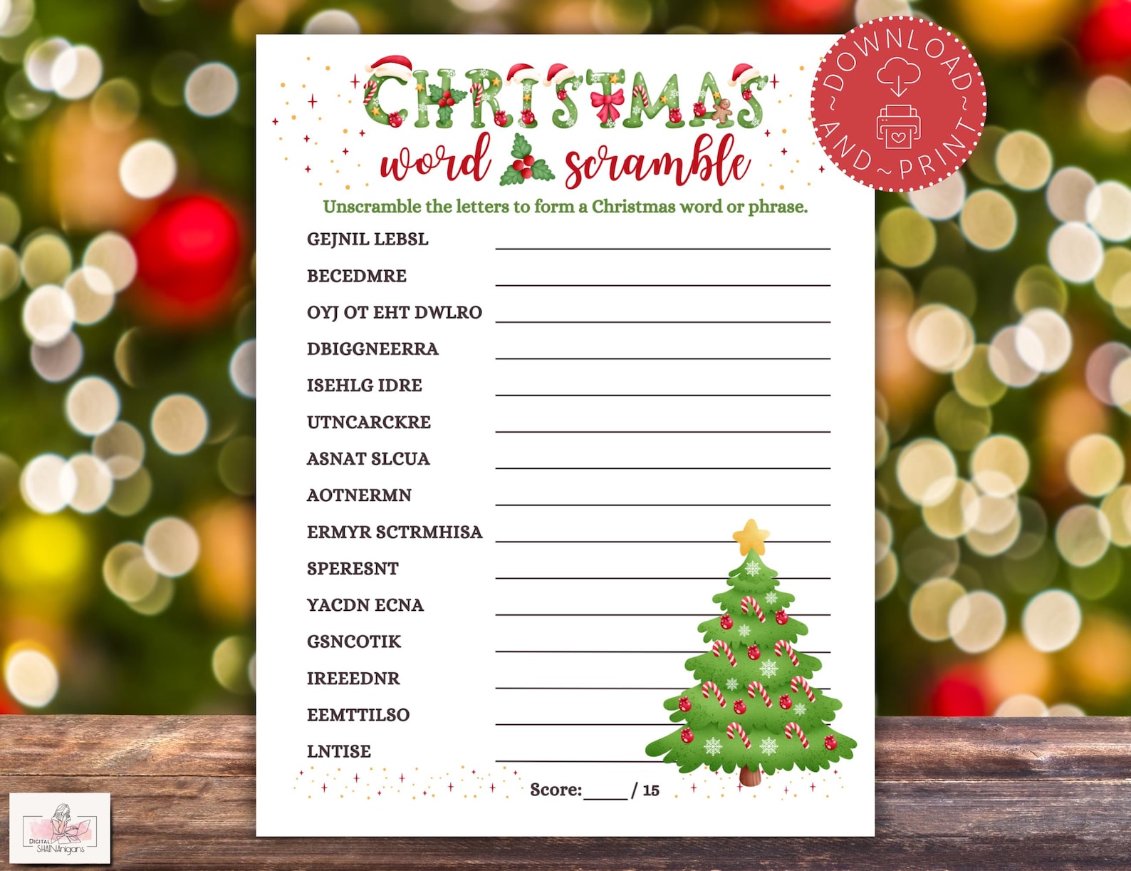 Christmas Word Scramble Game Printable, Christmas Party Game, Word ...