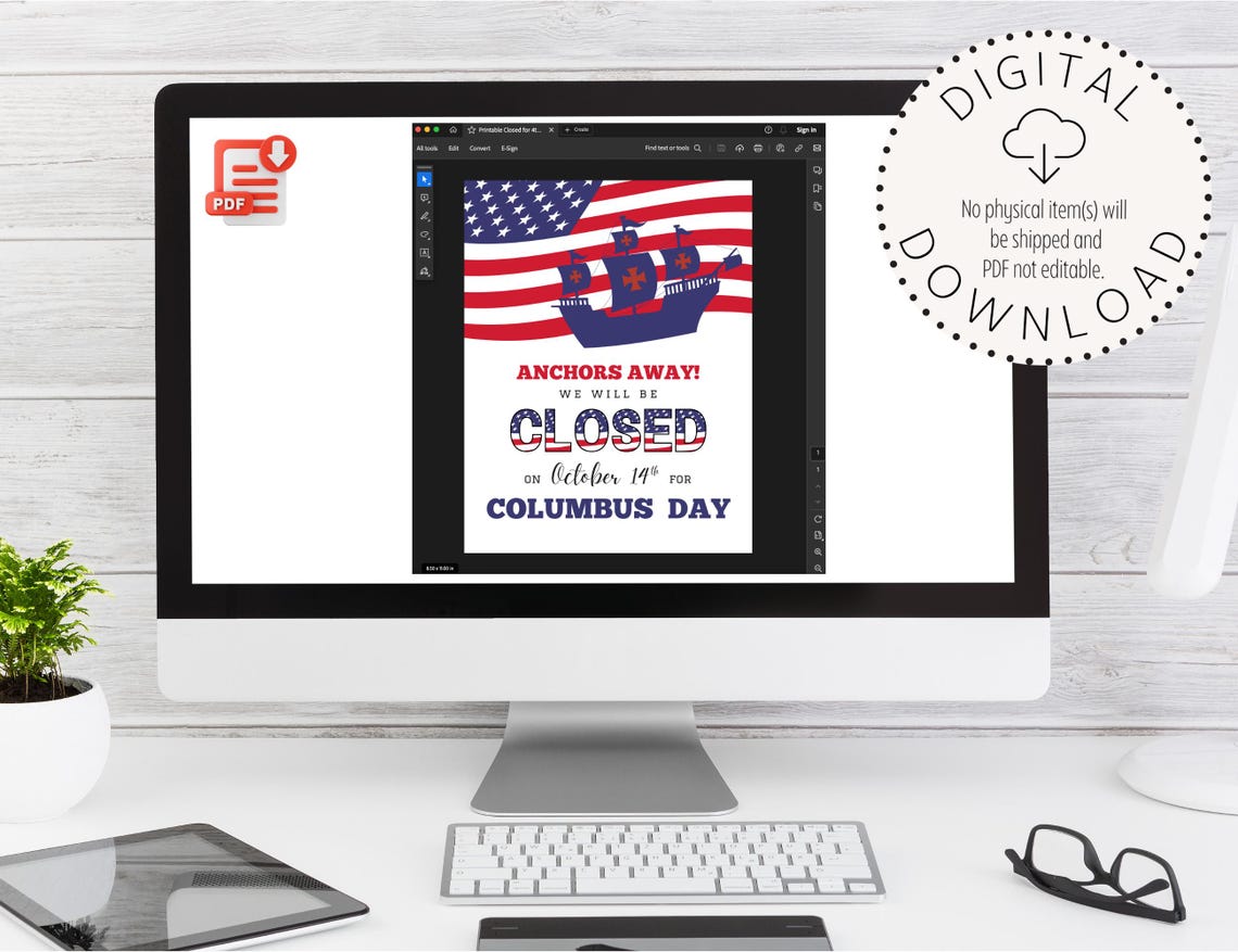 Closed for Columbus Day Sign, Closed on Columbus Day, Columbus Day Sign ...