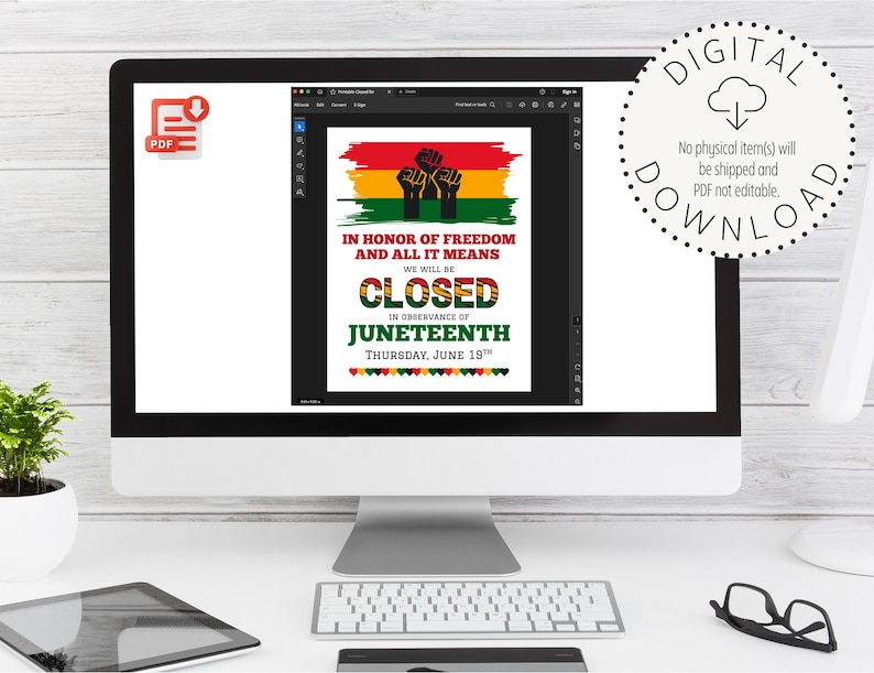 Juneteenth Closed Sign: Printable Storefront Decor (PDF Download ...