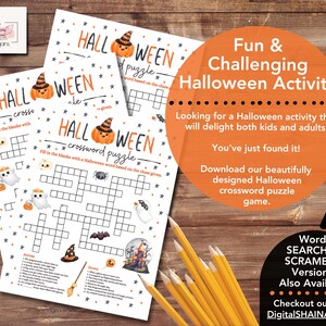 Halloween Crossword Puzzle Game Printable for Kids and Adults ...