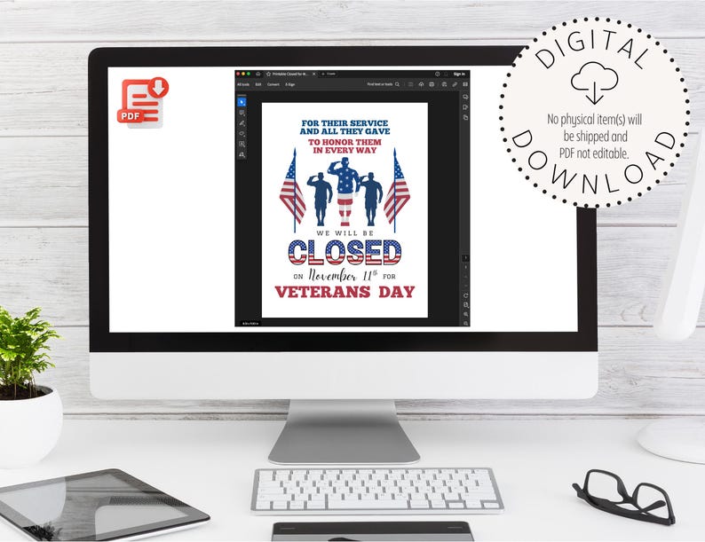 Closed for Veterans Day Sign, Closed on Veterans Day, Veterans Day Sign ...