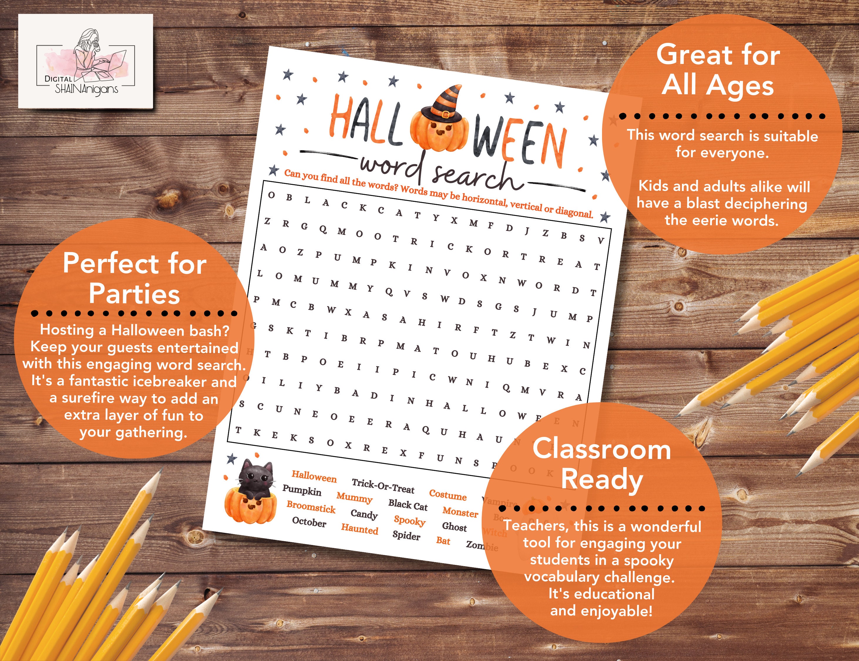 Halloween Word Search Game Printable for Kids and Adults - Etsy