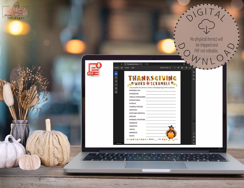 Thanksgiving Word Scramble Game Printable, Thanksgiving Party Game ...