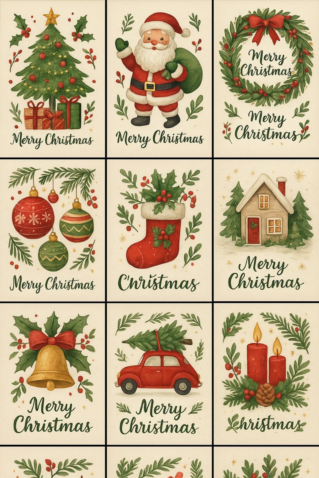 Minimalist Christmas Card Set, Holiday Greetings (digital Download) - Etsy