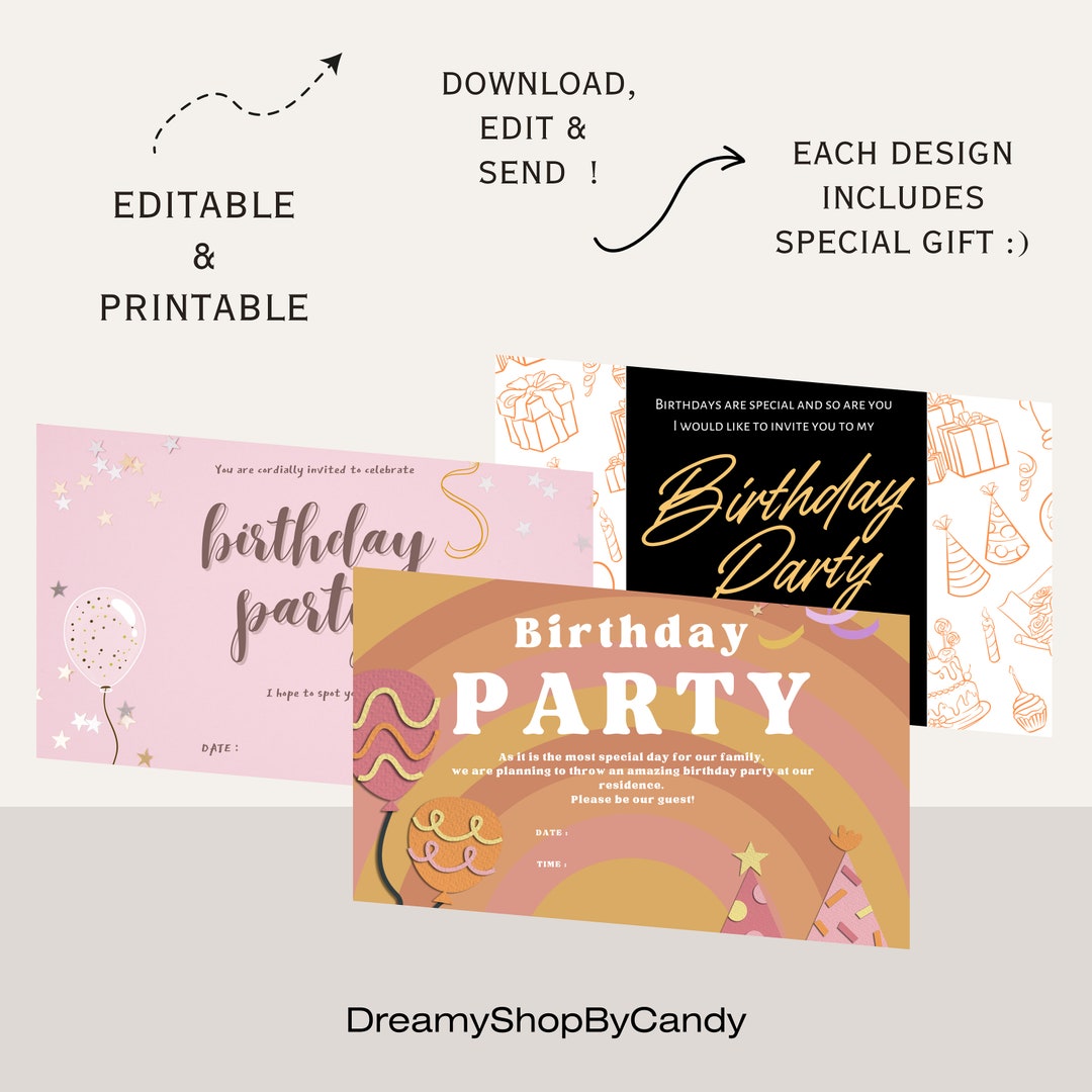 Editable Birthday Invitation Aesthetic Birthday Invitation - Etsy