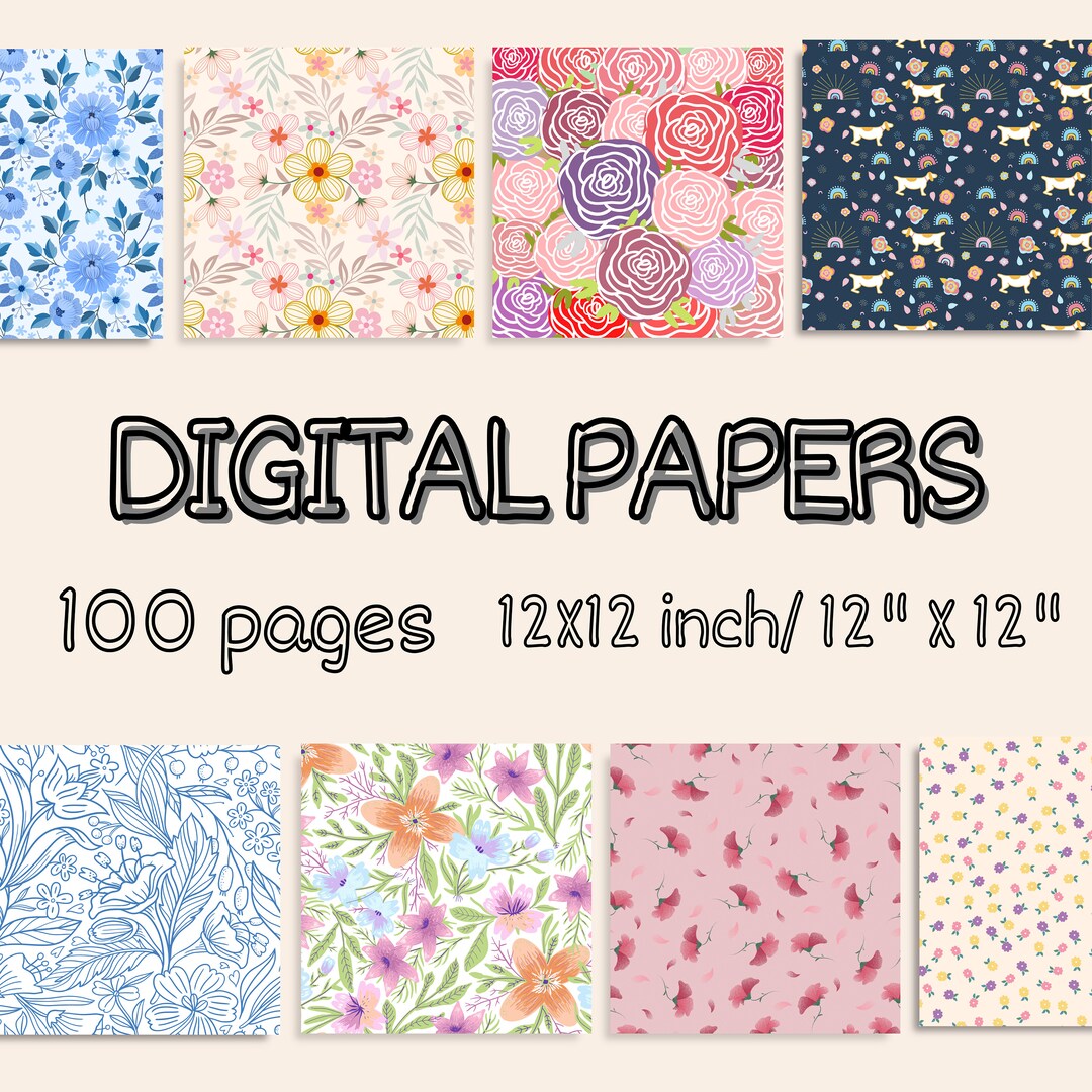 Printable Pattern Collection, Digital Scrapbook Papers, Versatile ...