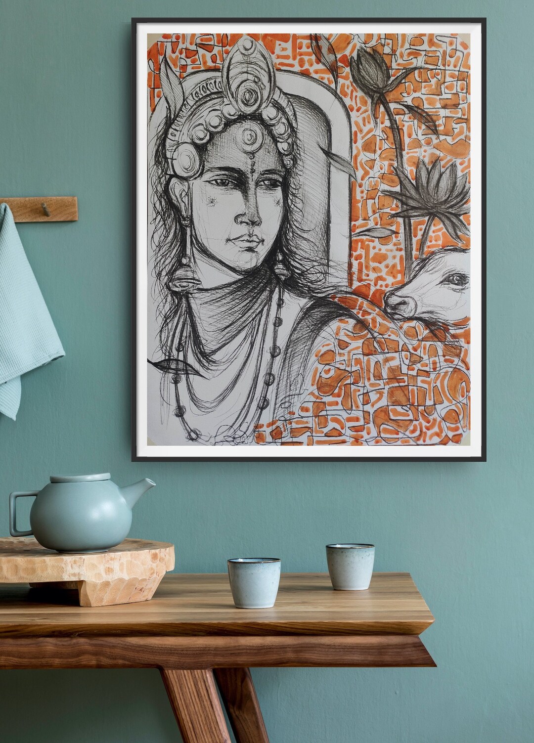 Abstract Lord Krishna Painting Original Abstract Art Orenge - Etsy ...