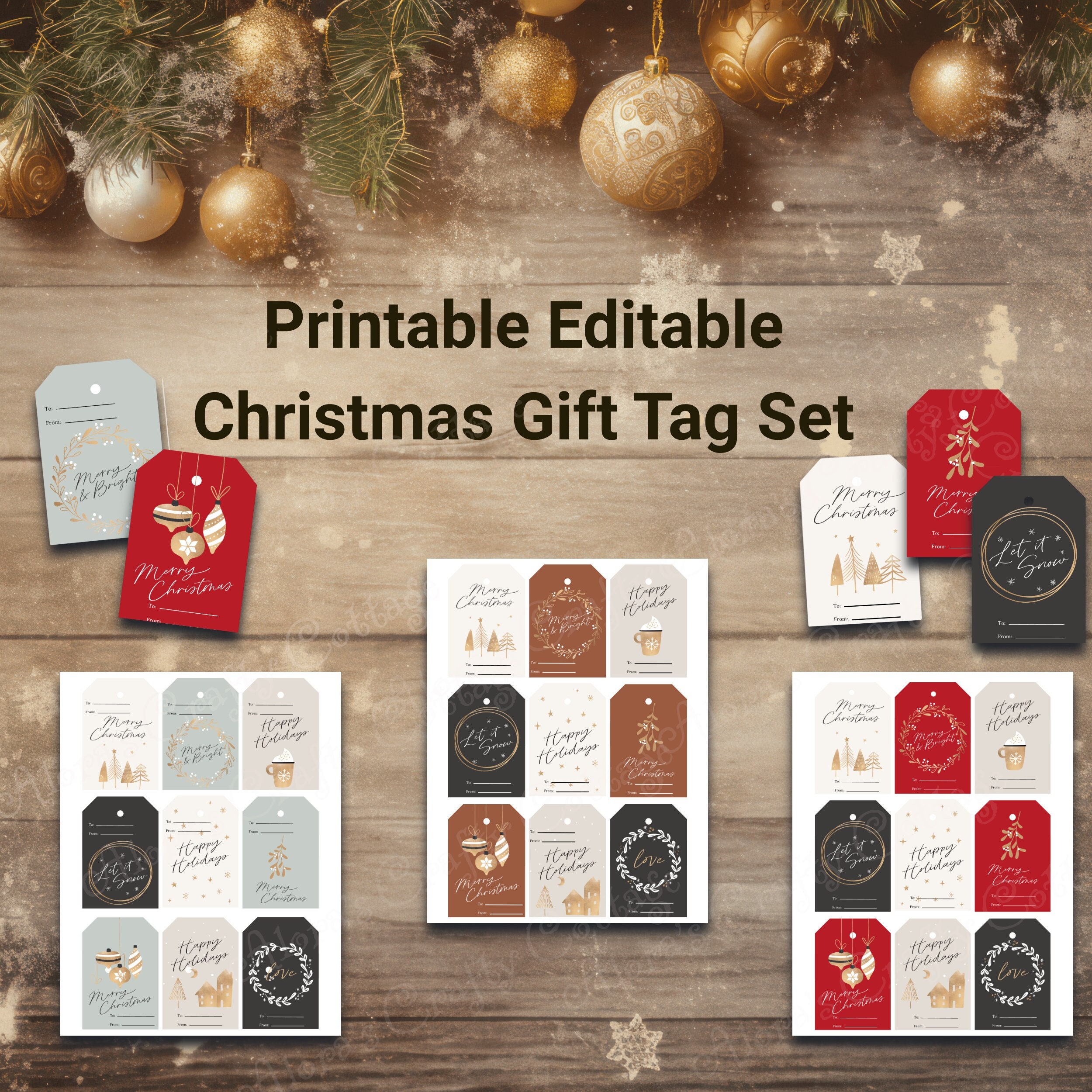Printable Editable Christmas Gift Tags 27 Total - Etsy