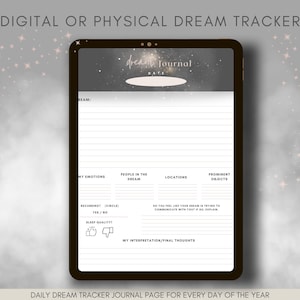 Digital Dream Journal Printable | Daily Dream Tracker | Digital Sleep ...