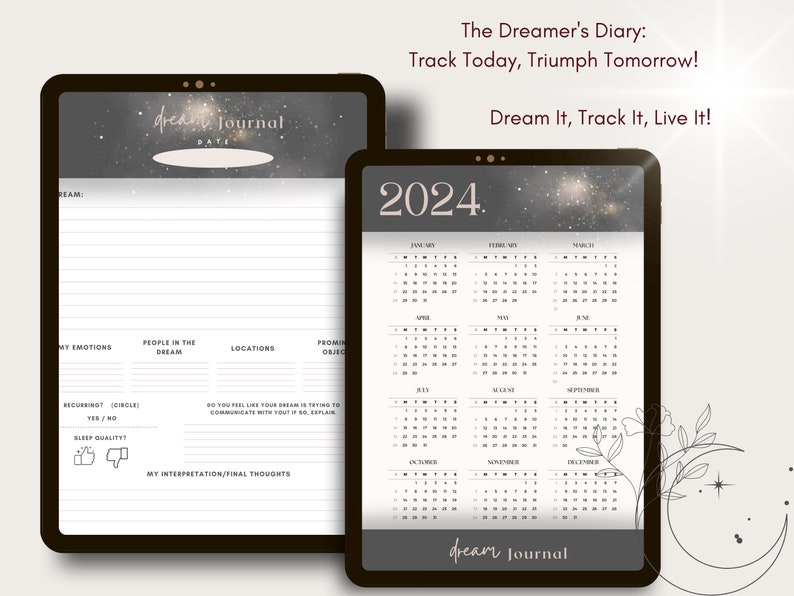 Digital Dream Journal Printable Daily Dream Tracker Digital Sleep ...