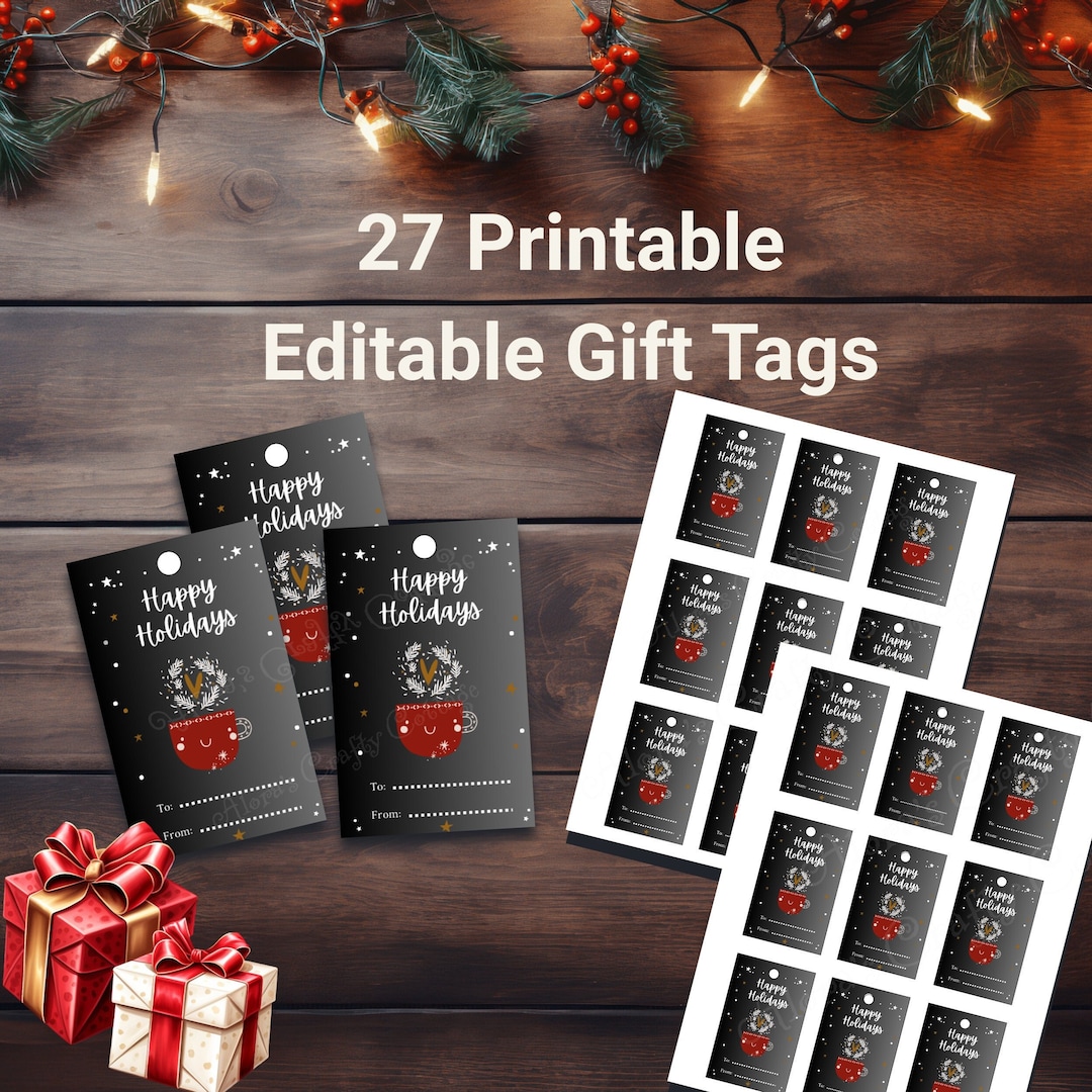 Printable Editable Christmas Gift Tags 27 Total - Etsy