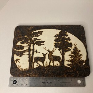 Pyrography Hand Burned Deer Nature Scene - Etsy