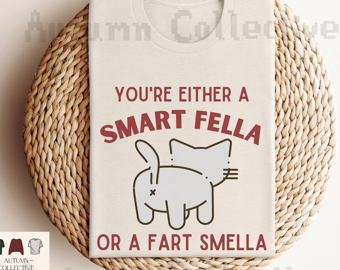 You're Either a Smart Fella or a Fart Smella Shirt, Cat Meme T-shirt ...