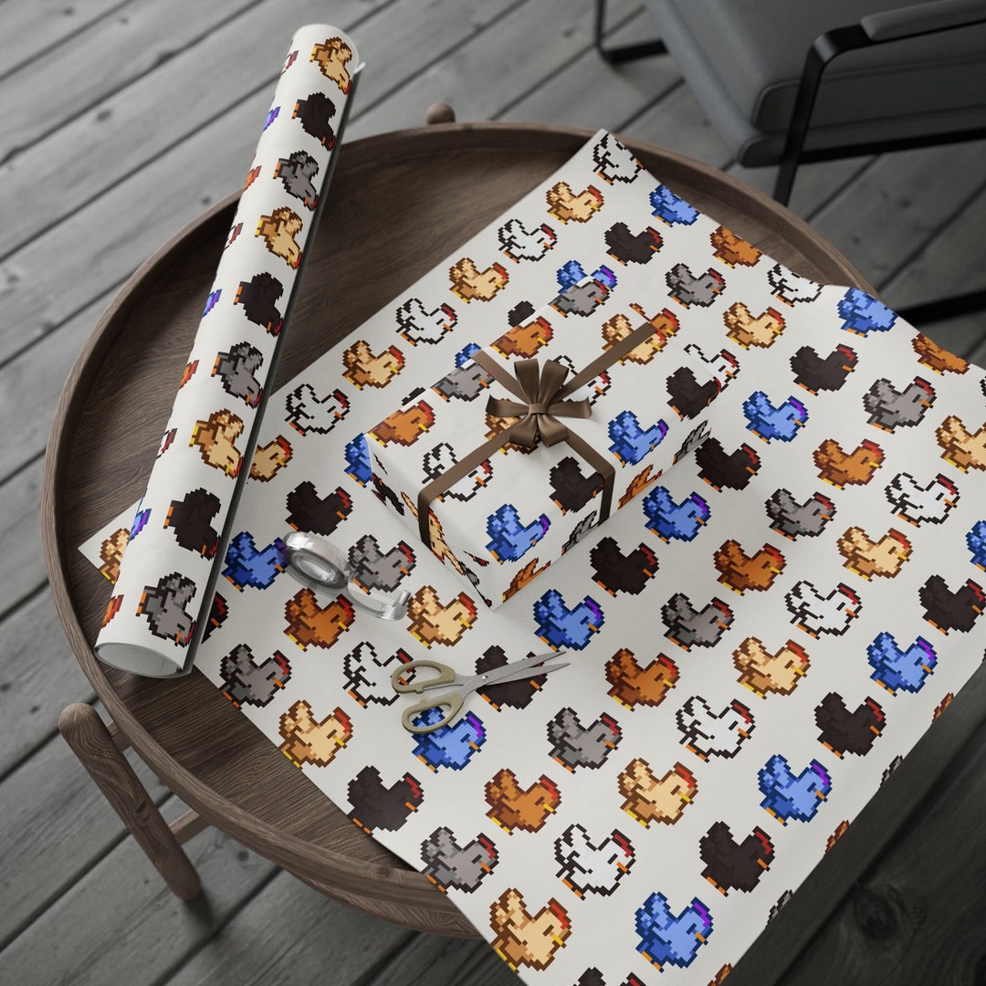 Stardew Valley Wrapping Paper | Pixel Art Chicken Gift Wrap - Etsy