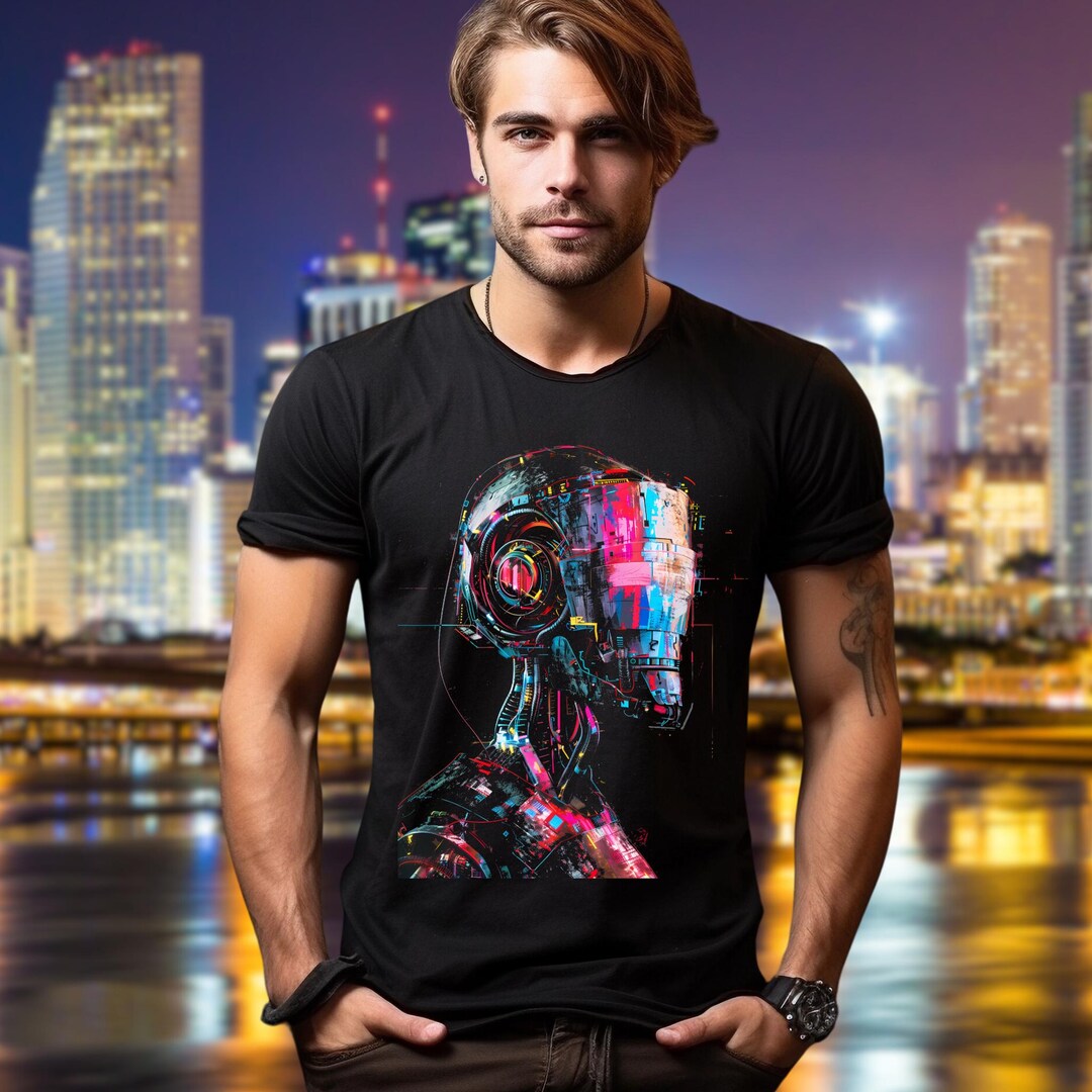 Cyberpunk Robot Shirt, Transhuman Game Art Film 2077 Futuristic Shirt ...