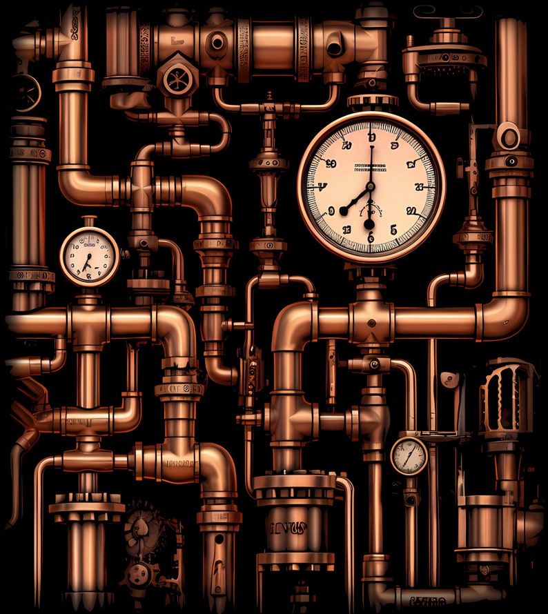 Steampunk Brass Pipes Pressure Gauge Heart Shirt, Neo Victorian Era ...