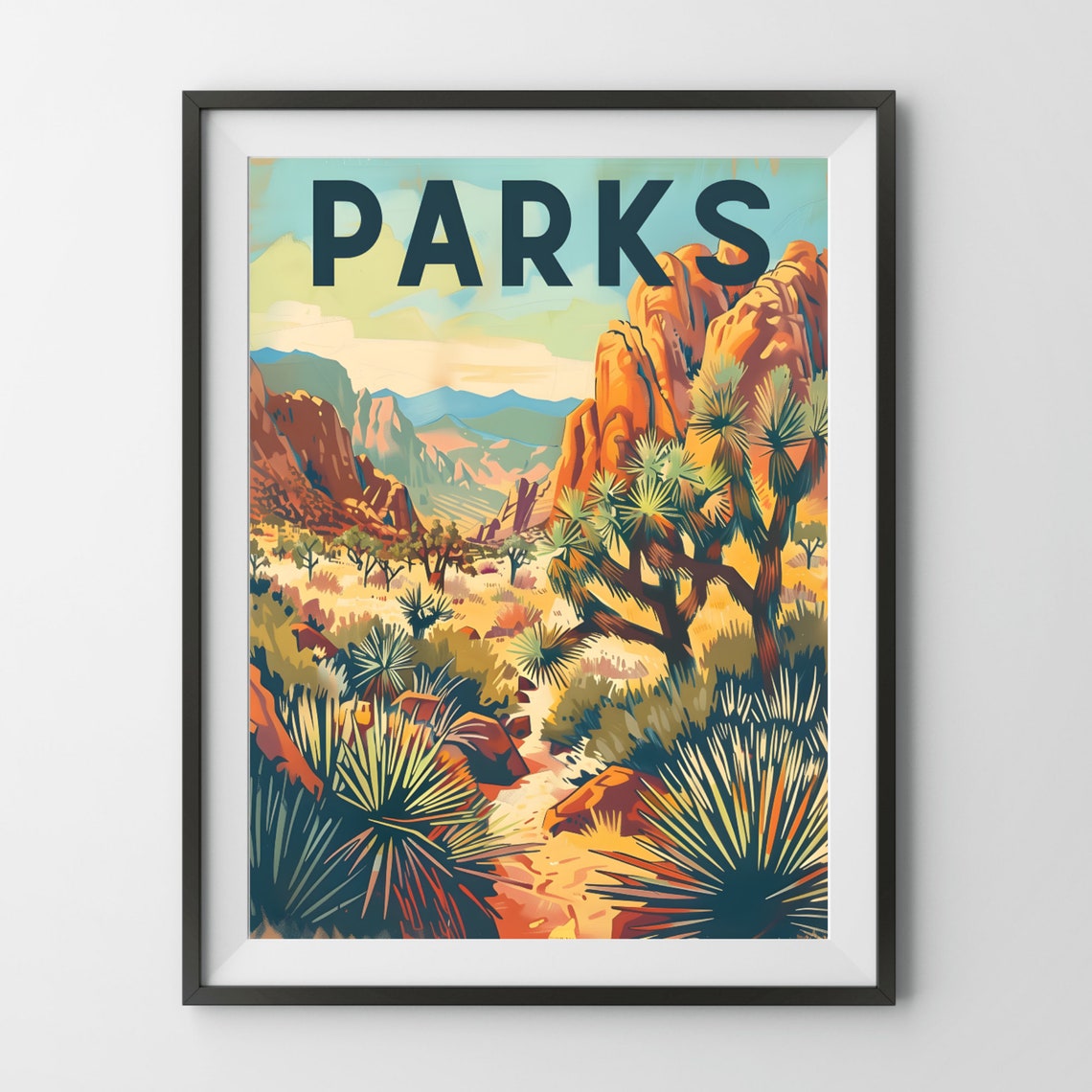 Parks Board Game Poster, Joshua Tree National Park Painting Print Wall ...