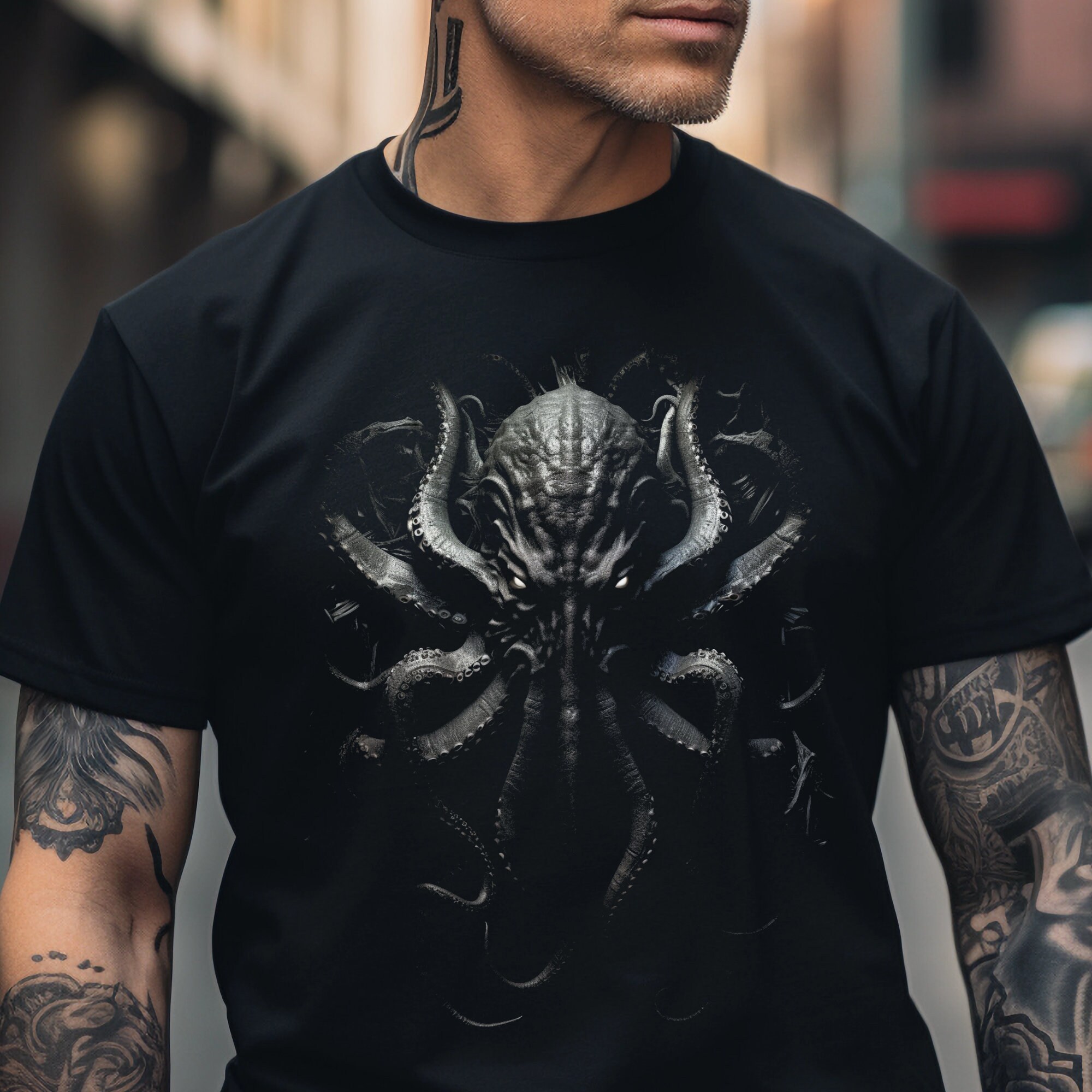 Dark Art Kraken Shirt, Dark Fantasy Goth Gothic Clothing Squid Octopus ...