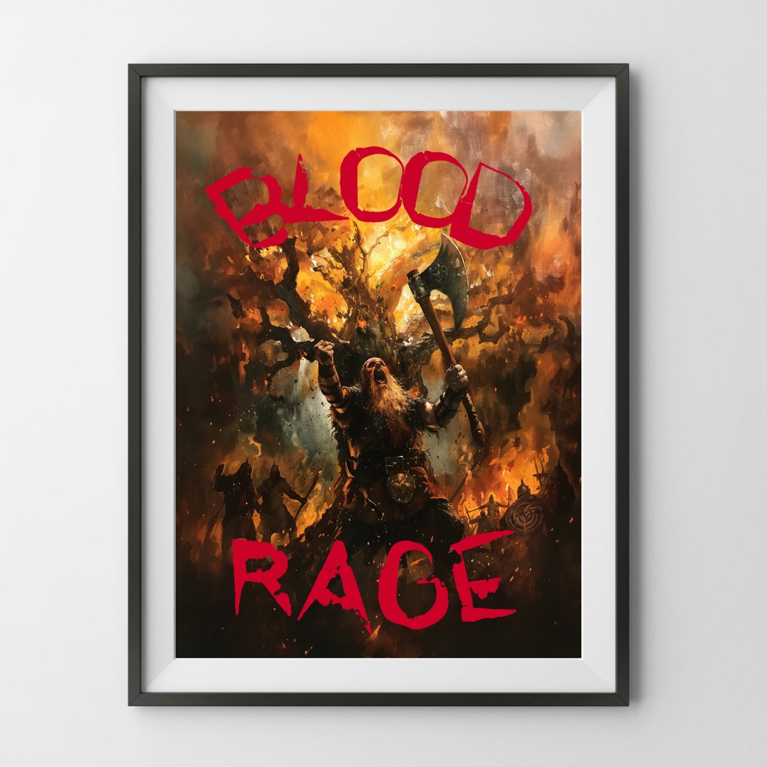Blood Rage Board Game Poster, Viking Warrior Gods Painting Thor Odin ...