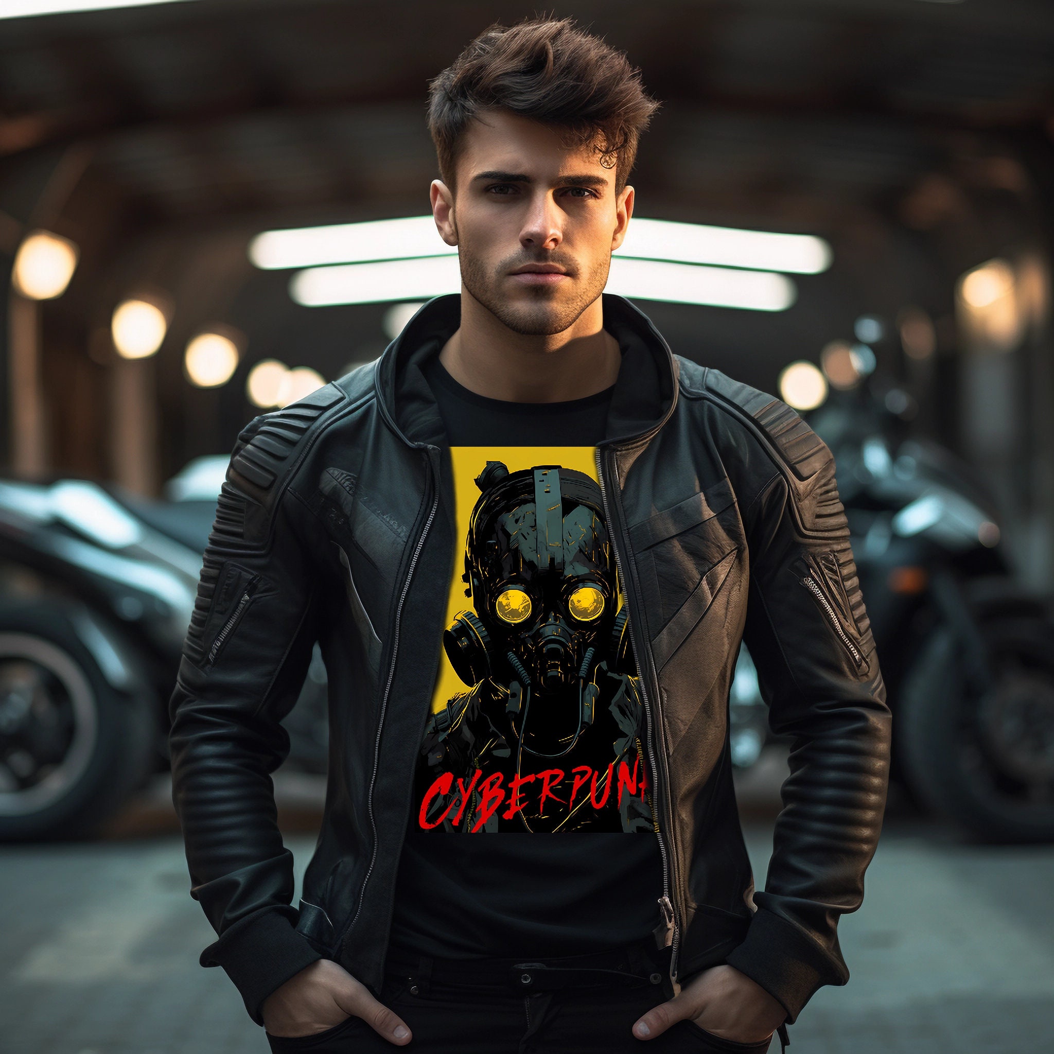 Cyberpunk Shirt Yellow Mask, Cyberpunk Clothing Outrun T Shirt ...