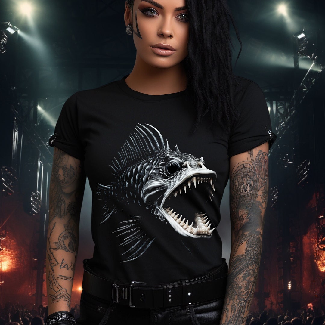 Horror Deep Sea Fish Shirt, Nightmare Goldfish Dark Art Goth Gothic ...