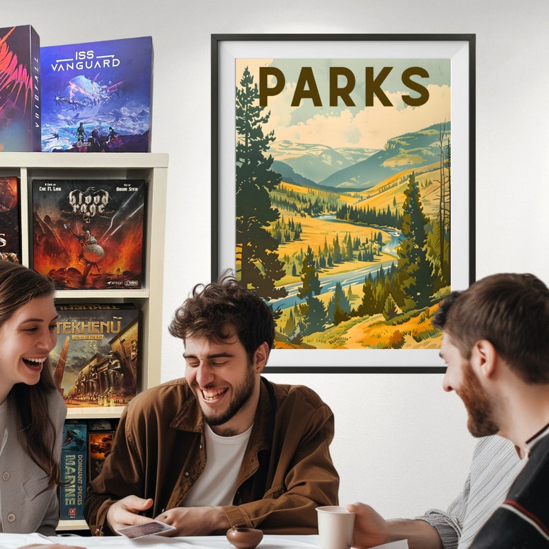 Parks Board Game Poster, Cascadia Painting Print Wall Art Strategy Game ...