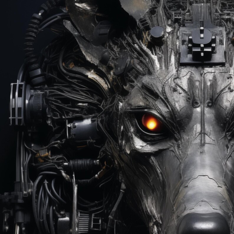 Cybergoth Robot Wolf, Dystopian Cyberpunk Cybergothic Cyber Goth ...
