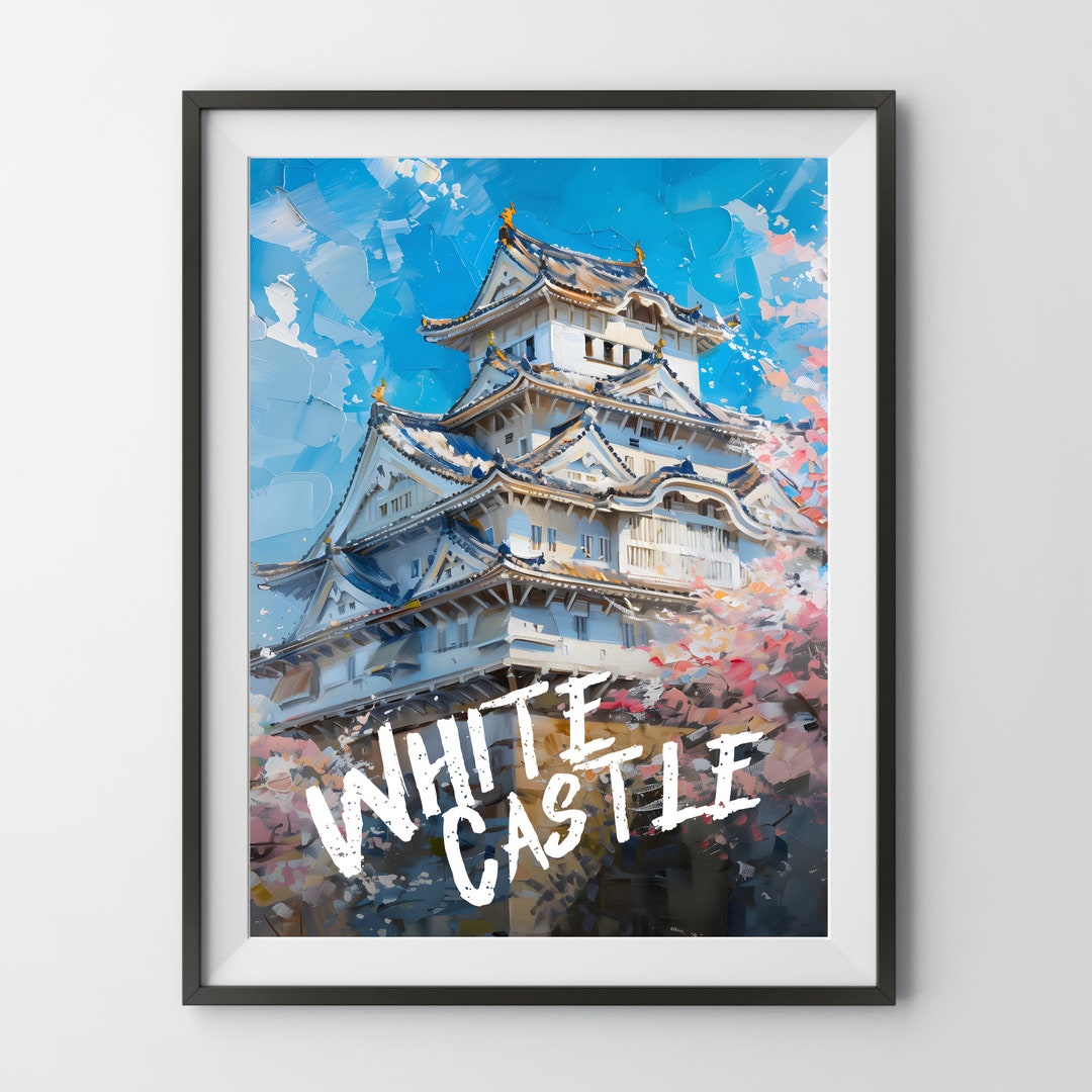 White Castle Board Game Poster, Japan Japanese Himeji Castle Painting ...