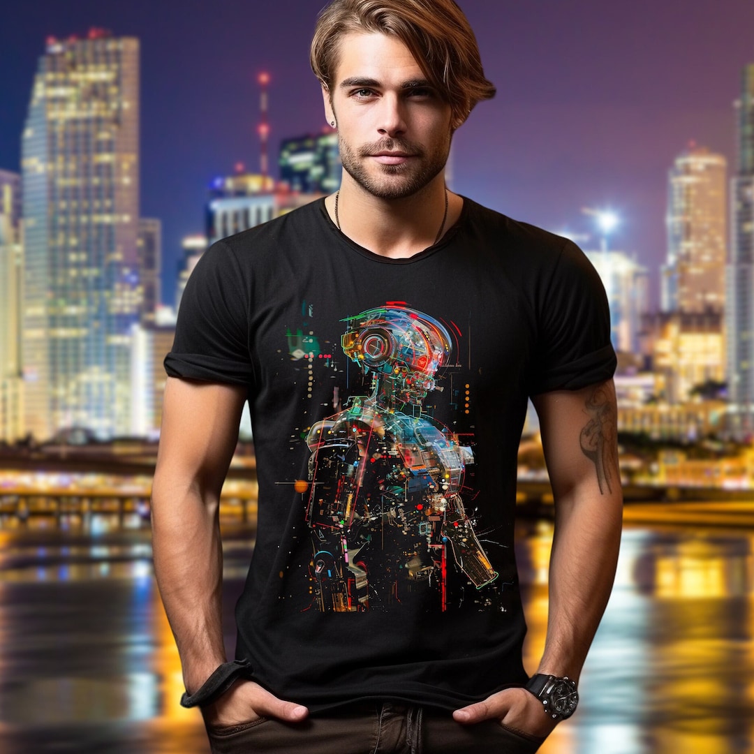 Cyberpunk Robot Shirt, Transhuman Game Art Film 2077 Futuristic Shirt ...