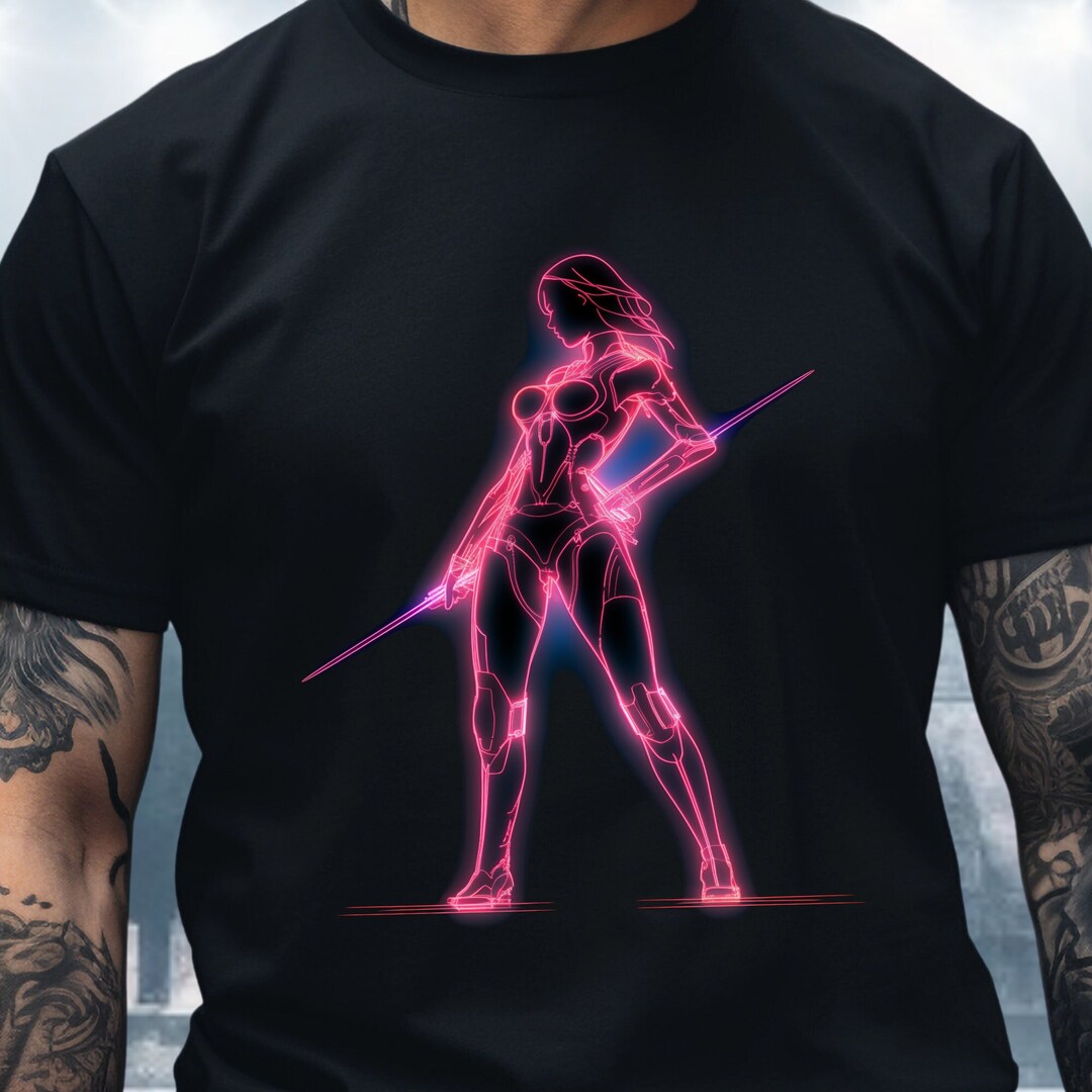 Neon Cyberpunk Woman Shirt, Japan Manga Comic Japanimation Outrun Game ...