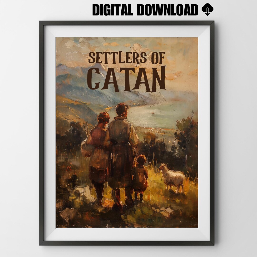 Settlers of Catan Digital Board Game Poster, Family Sheep Farm Painting ...