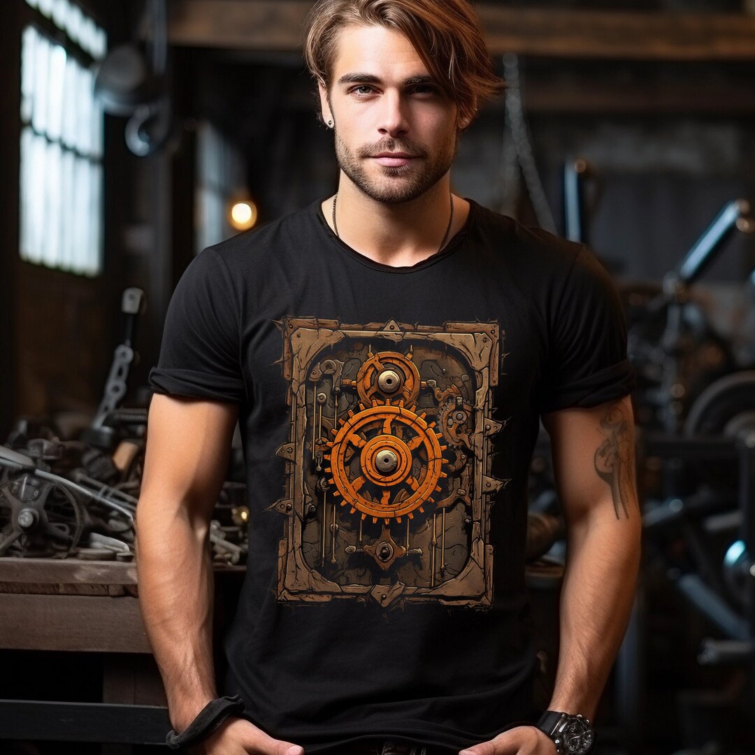 Steampunk Rusty Metal Door Shirt, Victorian Clockwork Rusted Steel Iron ...