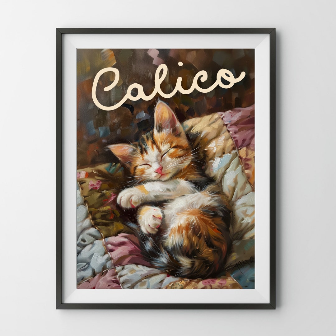Calico Board Game Poster, Cozy Cat Kitten Buttons Quilt Strategy Gift ...
