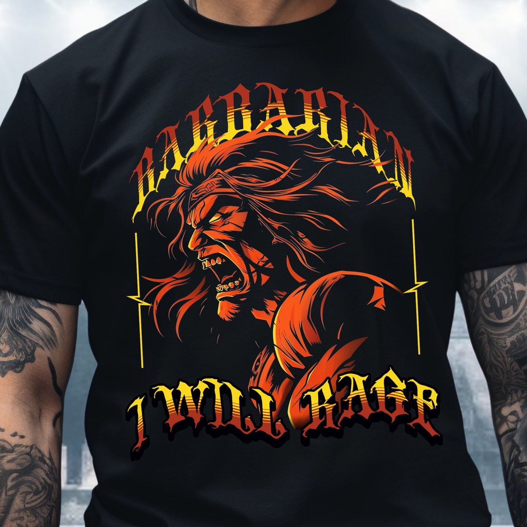 DND Mens Human Barbarian Shirt, Dungeons and Dragons Class Rage D&D ...