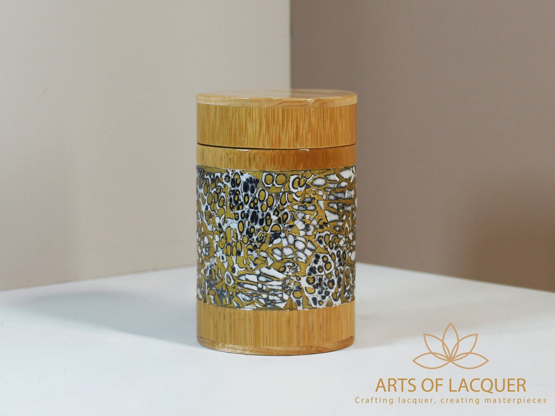 Handcrafted Bamboo Lacquerware Jar With Eggshell Inlay - Etsy