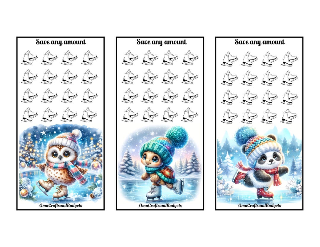 Ice Skating Critters Winter Mini Challenges - Etsy