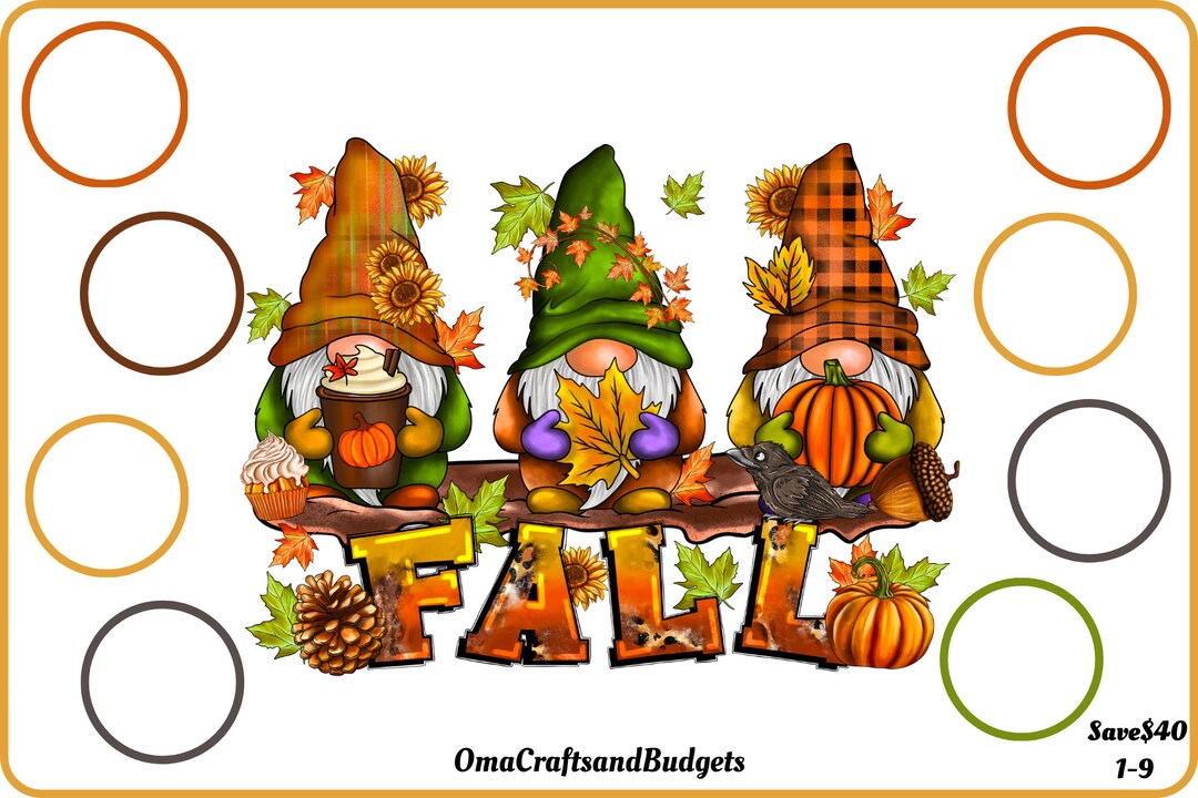 Gnome Fall Scratch off Savings Challenge - Etsy