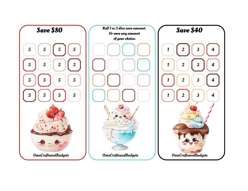 Sundae Savings Mini Savings Challenges - Etsy