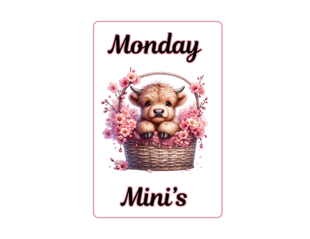 Highland Cow Monday Mini Cherry Blossom - Etsy