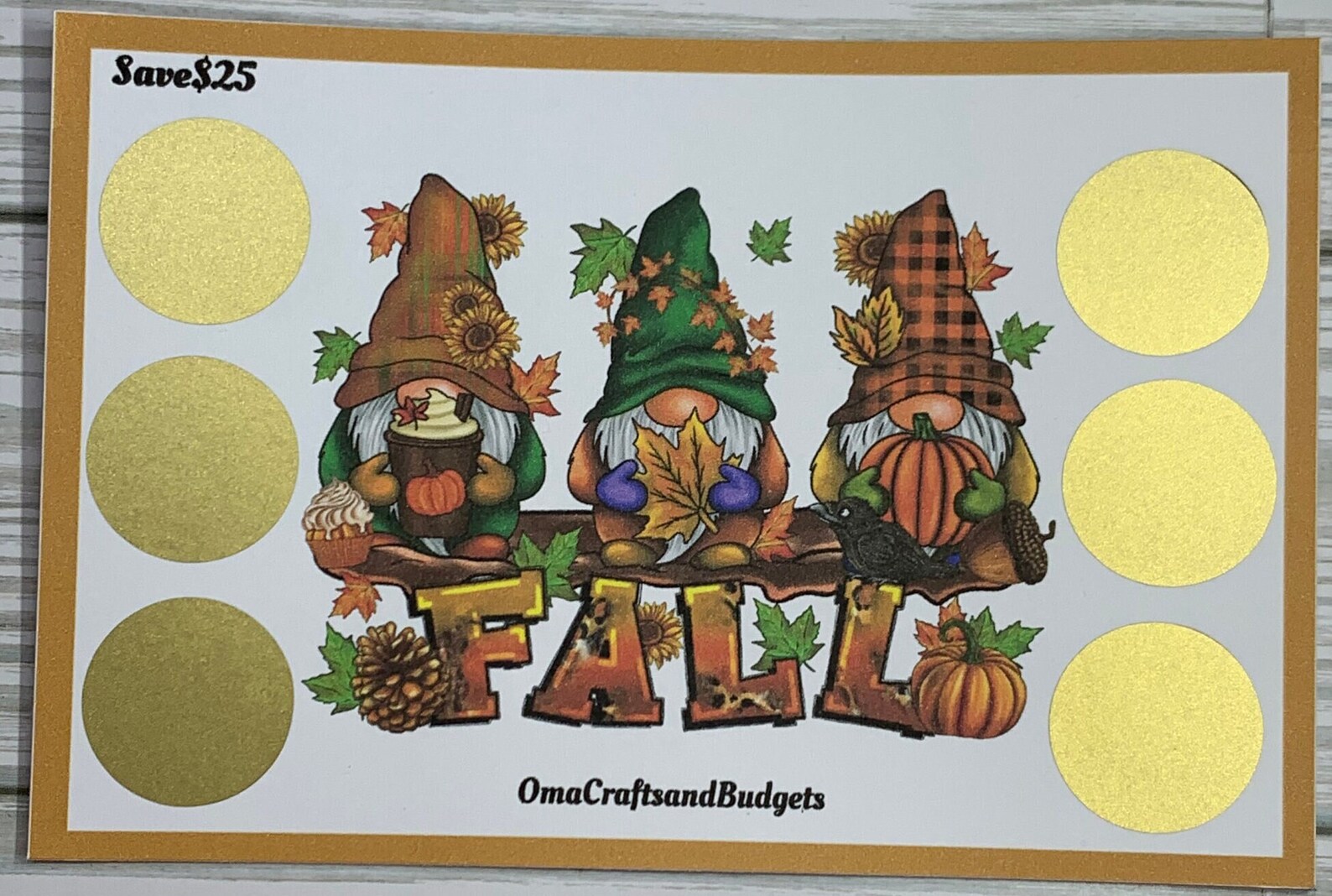 Gnome Fall Scratch off Savings Challenge - Etsy