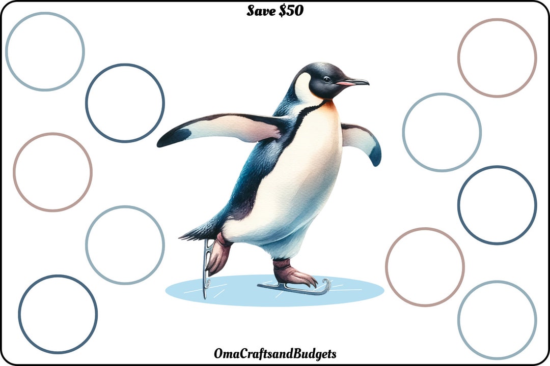 Ice Skating Penguin Scratch off Savings Challenge - Etsy