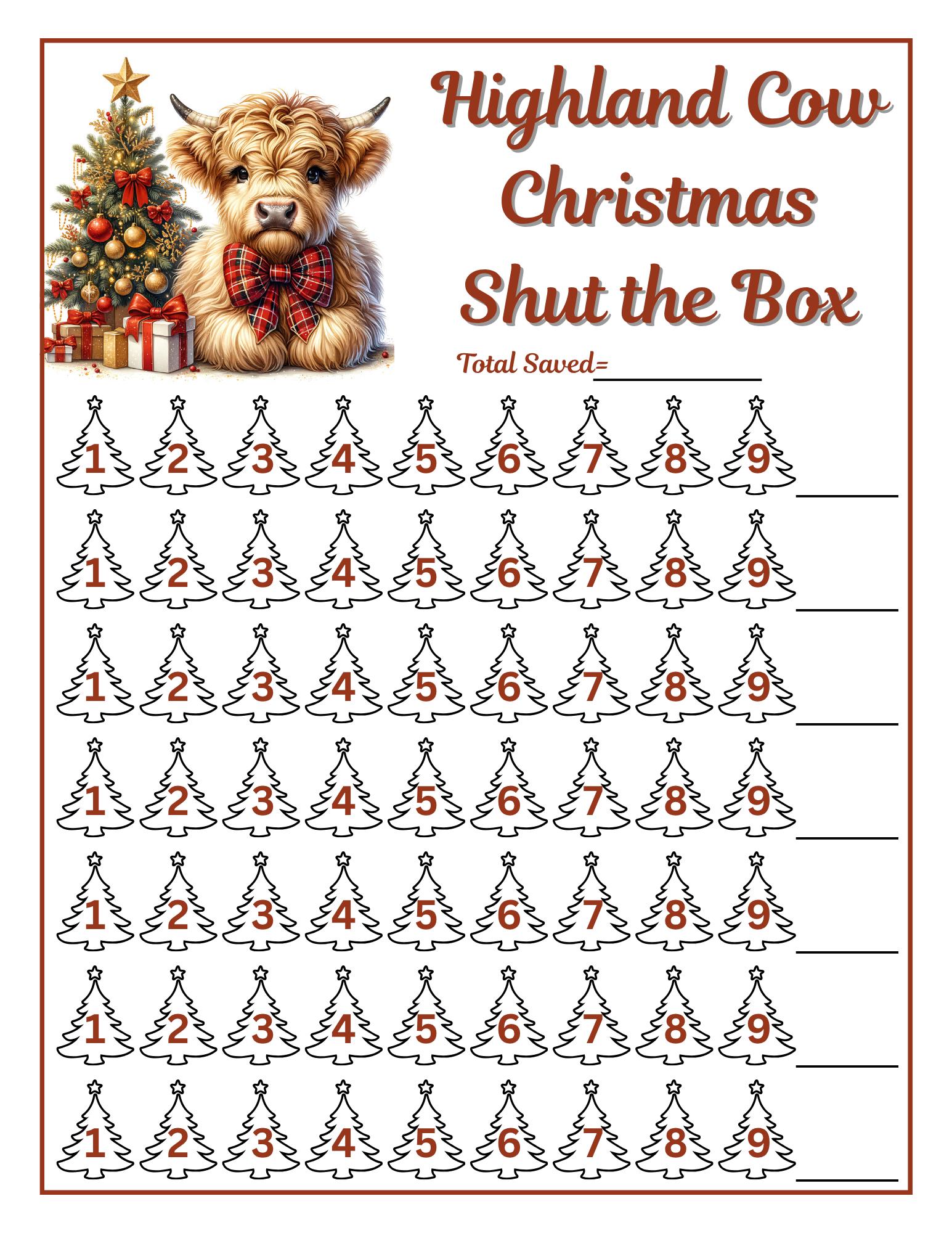 Highland Cow Christmas Shut the Box - Etsy