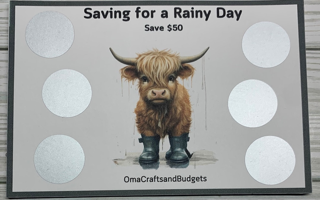 Highland Cow Saving for a Rainy Day Scratch off Savings - Etsy