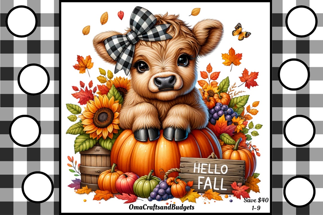 Highland Cow Buffalo Plaid Hello Fall - Etsy